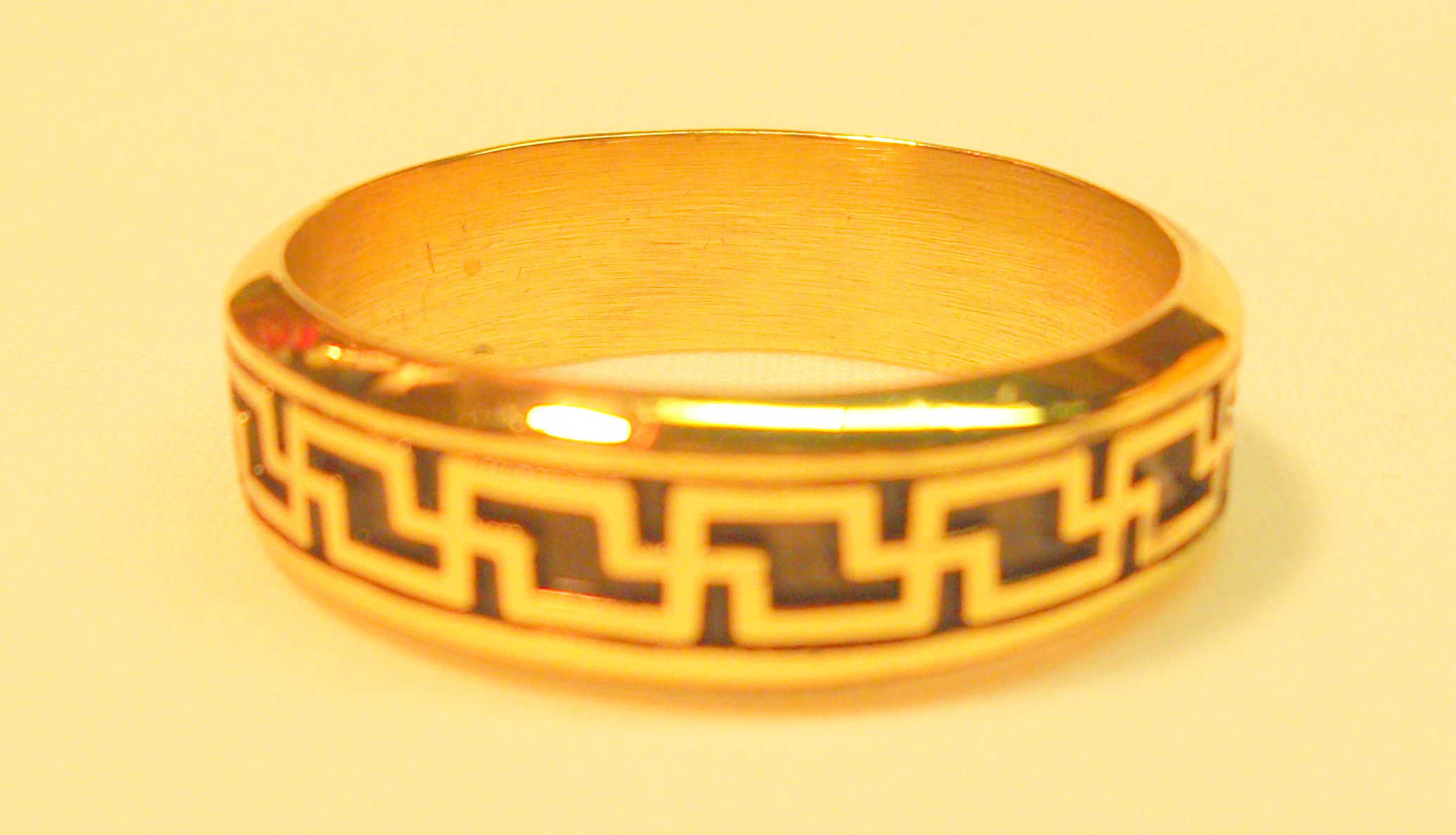 10K Gold SS Engagement Ring Greek Key Swastika Pattern Wedding Band ...