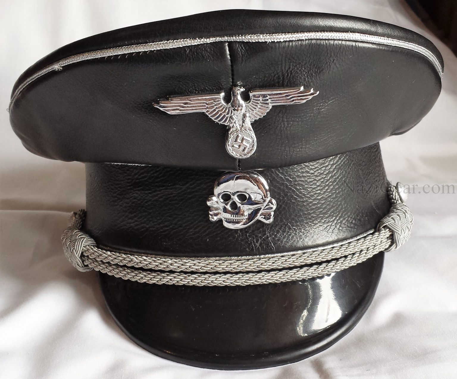 SS Officers Cap Black Leather German WW2 Nazi Germany – VolkSStorm.com