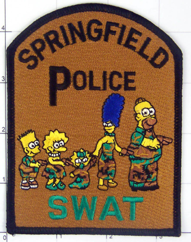 The Simpsons Springfield Police SWAT Cartoon Homer Simpson Patch ...