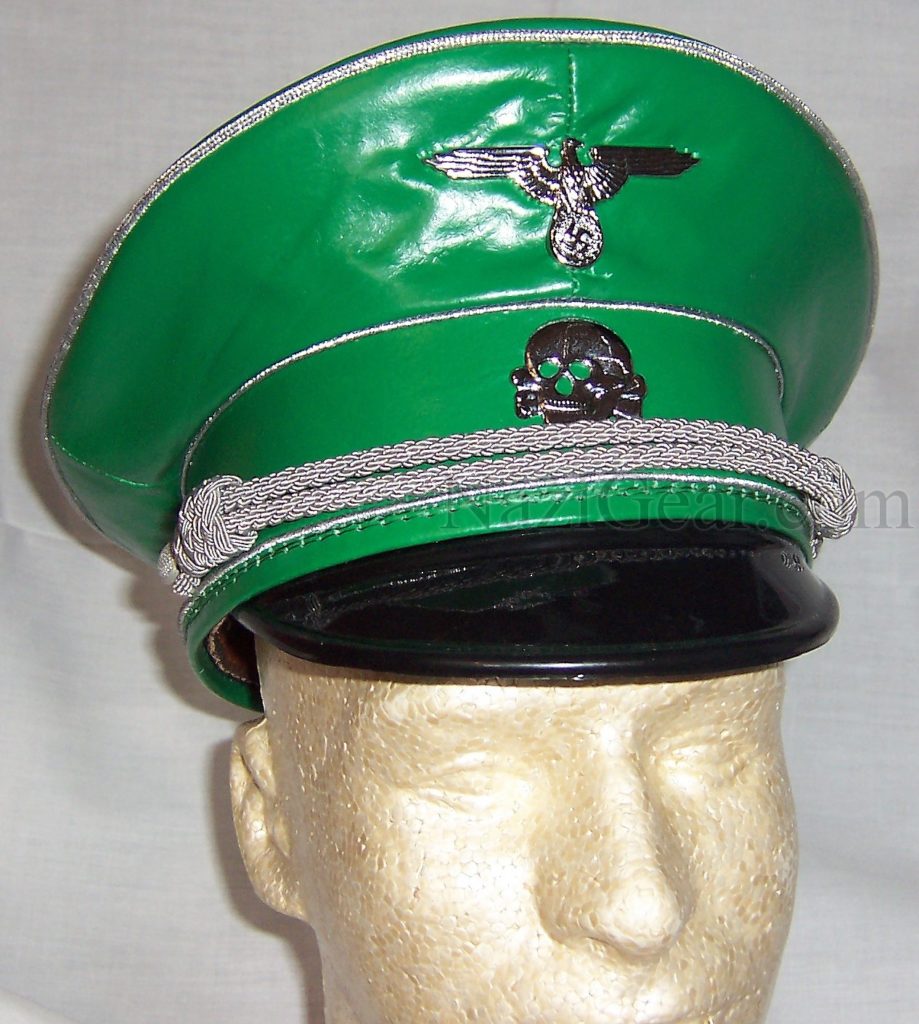 German SS Officers Cap Green Leather WW2 Nazi – VolkSStorm.com