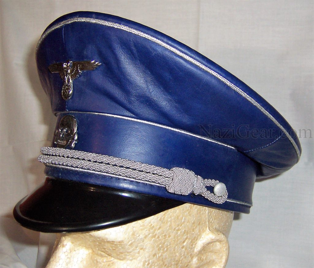 Nazi SS Officers Cap Blue Leather German WW2 – VolkSStorm.com